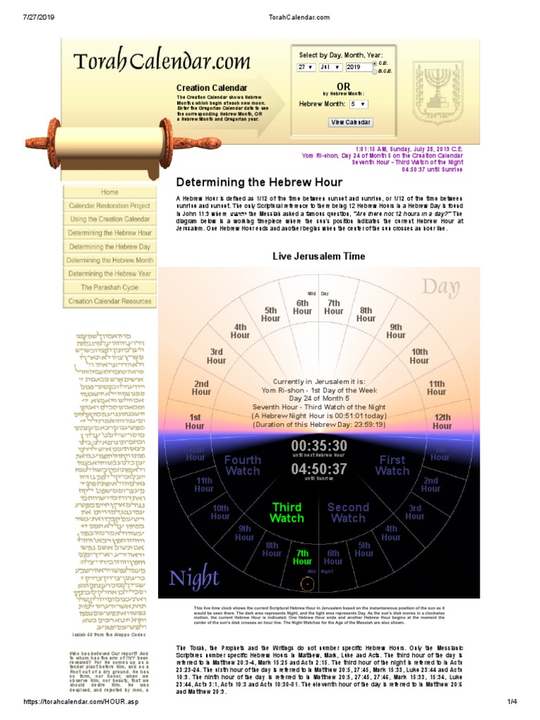 TorahCalendar.com | PDF | Hour | Sunset