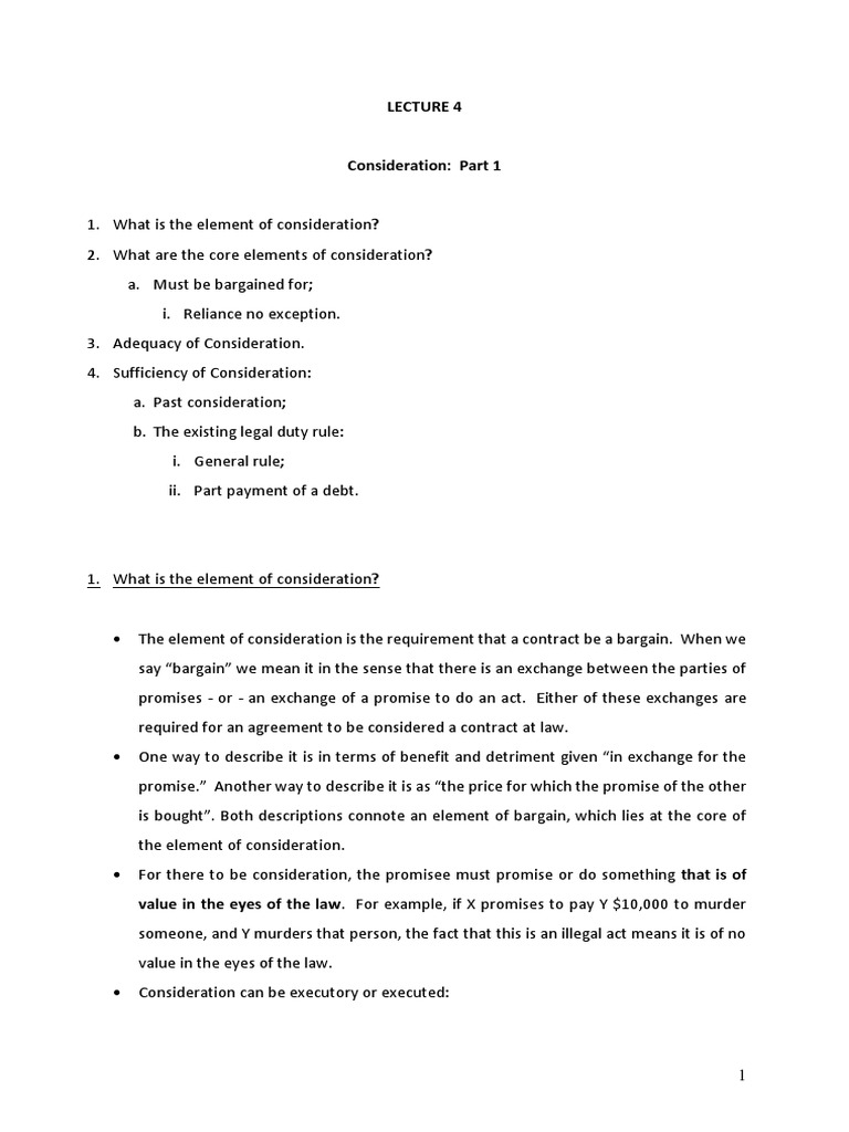 Consideration | PDF | Consideration | Contract Law