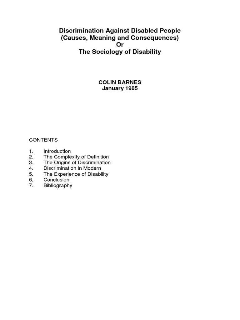 Persons With Disabilities Research Paper | PDF | Disability | Capitalism