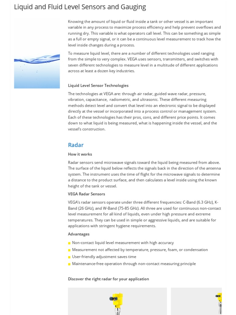 Radar: Liquid Level Sensor Technologies | PDF | Radar ...