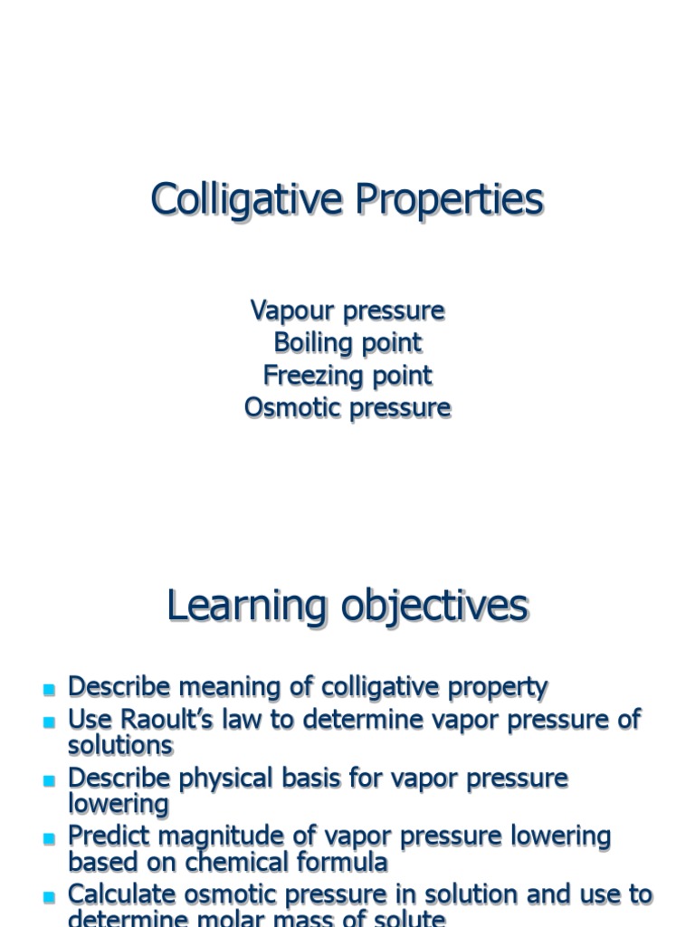 Understanding Colligative Properties | PDF | Solution | Osmosis