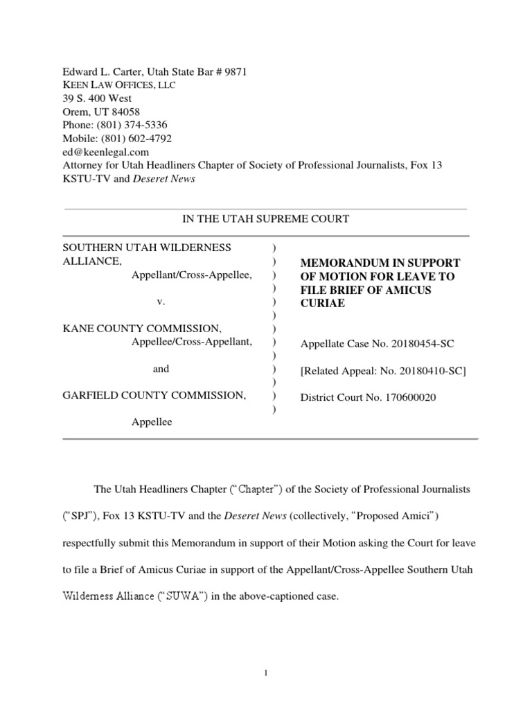 Memorandum in Support of Motion for Leave | Amicus Curiae | Journalism