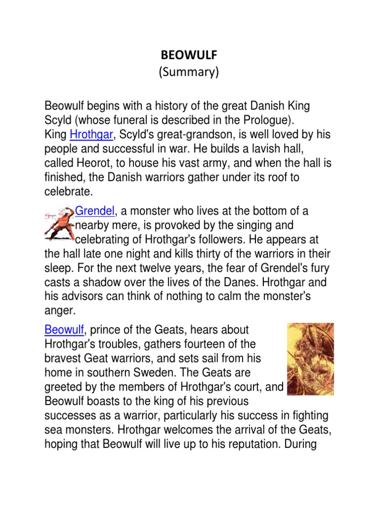 Beowulf - Summary | PDF | Beowulf | Medieval Legends
