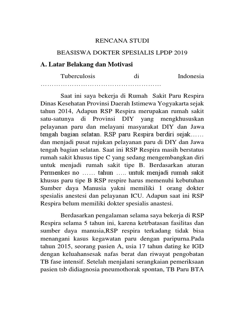 Contoh Draft Rencana Studi LPDP | PDF