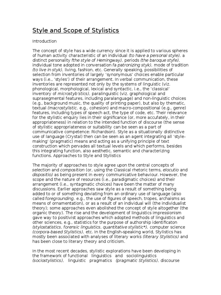7 Style and Scope of Stylistics | PDF | Part Of Speech | Phrase