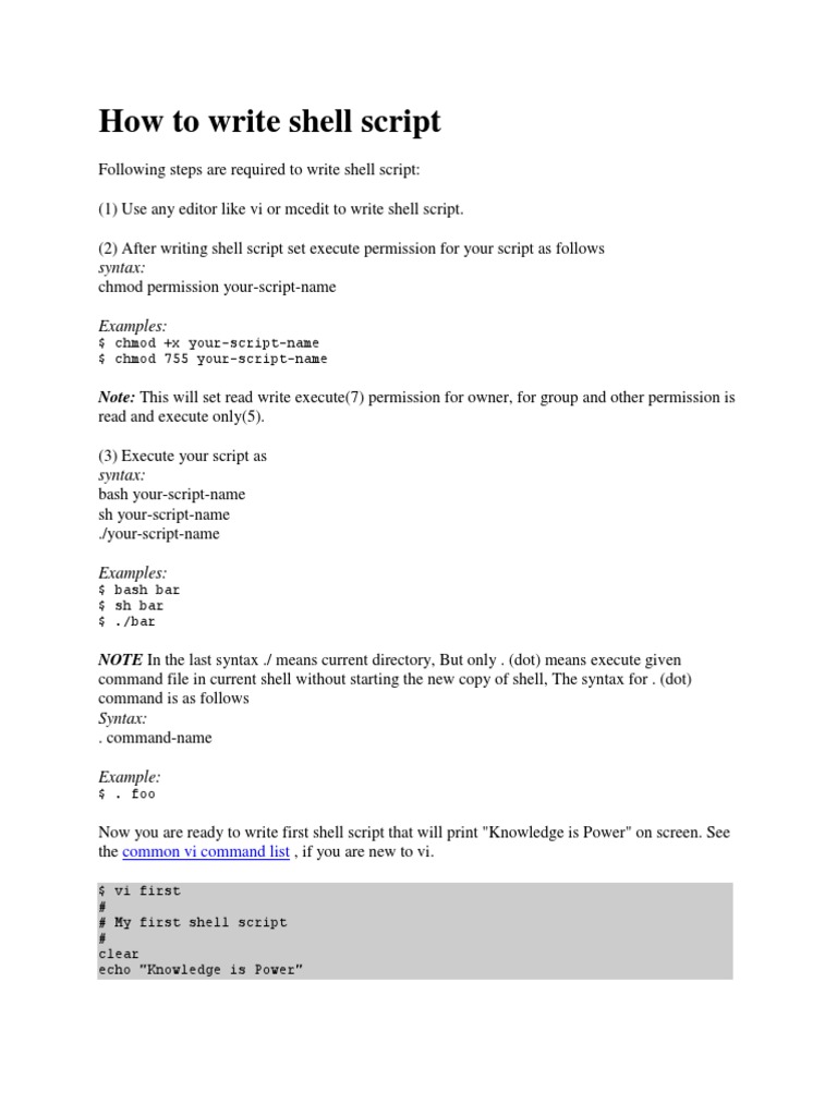 How To Write Shell Script | PDF | Shell (Computing) | Command Line ... How To Write Shell Script | PDF | Shell (Computing) | Command Line ...