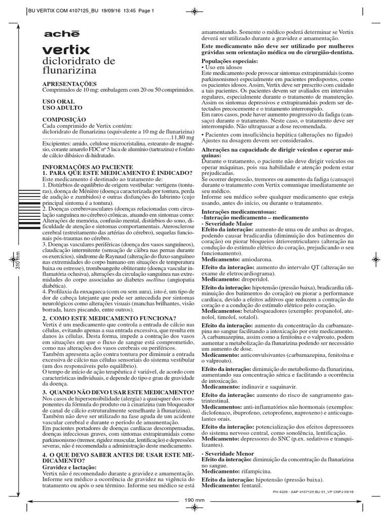 Bula Vertix Comprimidos 10mg 03 10 2016 | PDF | Coração | Gravidez