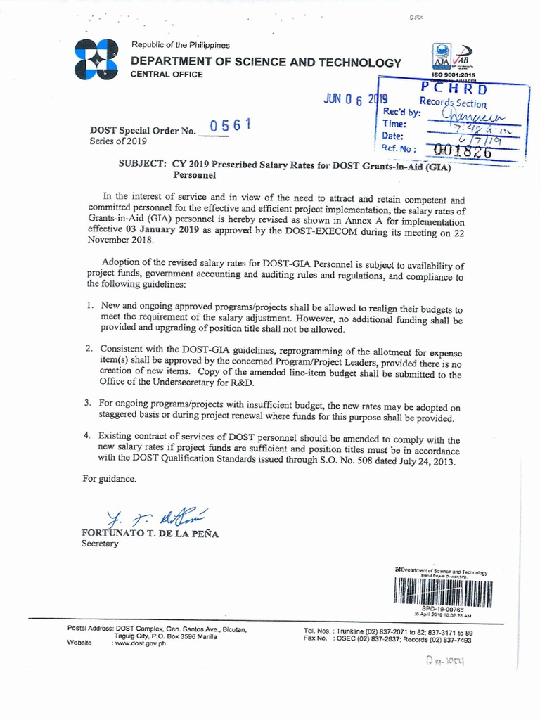DOST Salary Rates 2019 | PDF | Information System | Information Technology