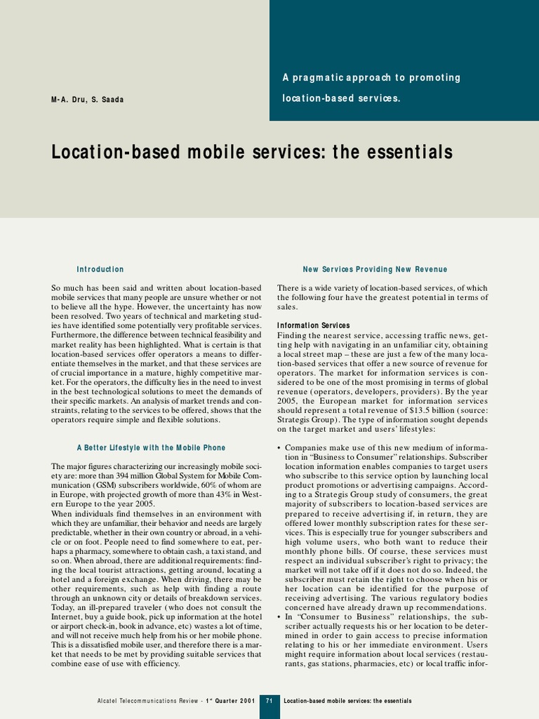 Location-Based Mobile Services: The Essentials | PDF | Location Based ...
