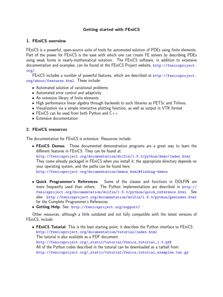 Getting Started With Fenics 1. Fenics Overview | Download Free PDF ...