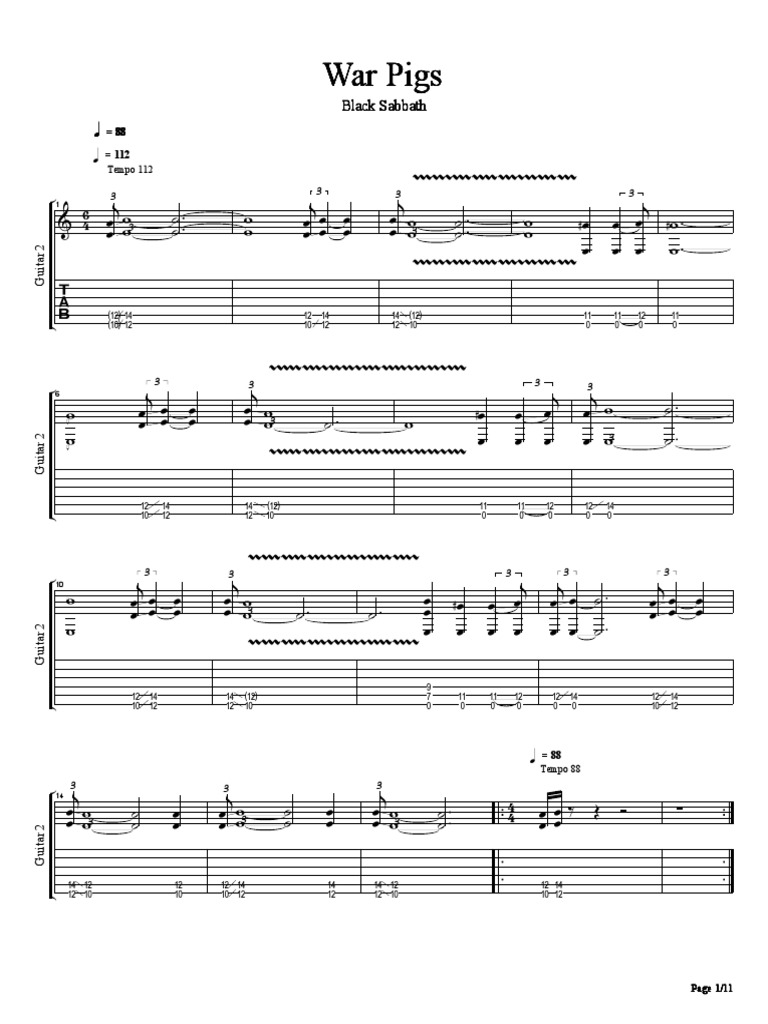 Guitar Pro - Black Sabbath - War Pigs - gp5 - in Home Guitar Lessons ...