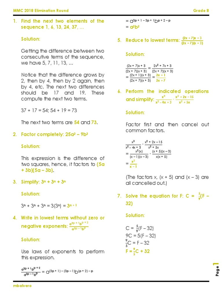 2018G8 Output PDF | PDF | Fraction (Mathematics) | Triangle