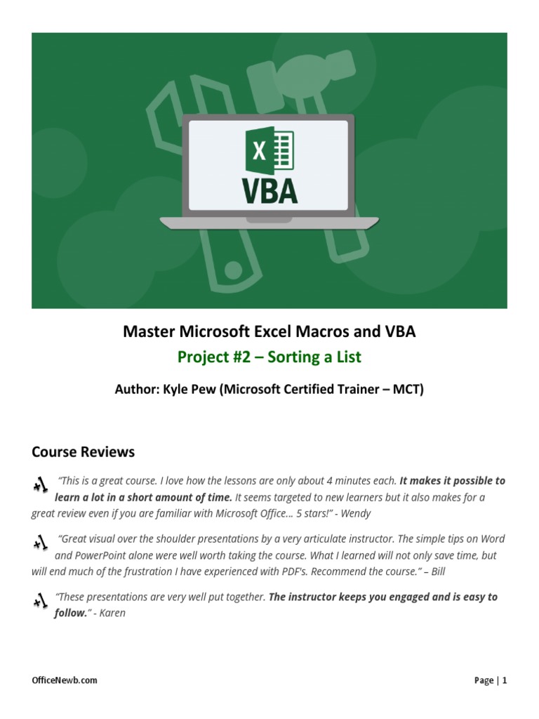 Exercise Master Microsoft Excel Macros and VBA | PDF | Visual Basic For ...