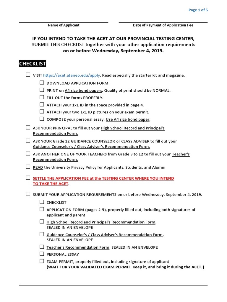 Checklist: SUBMIT THIS CHECKLIST Together With Your Other Application ...