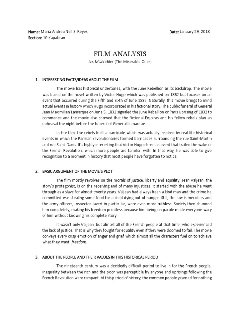 Les Misérables Film Analysis | PDF | Cosette | Marius Pontmercy