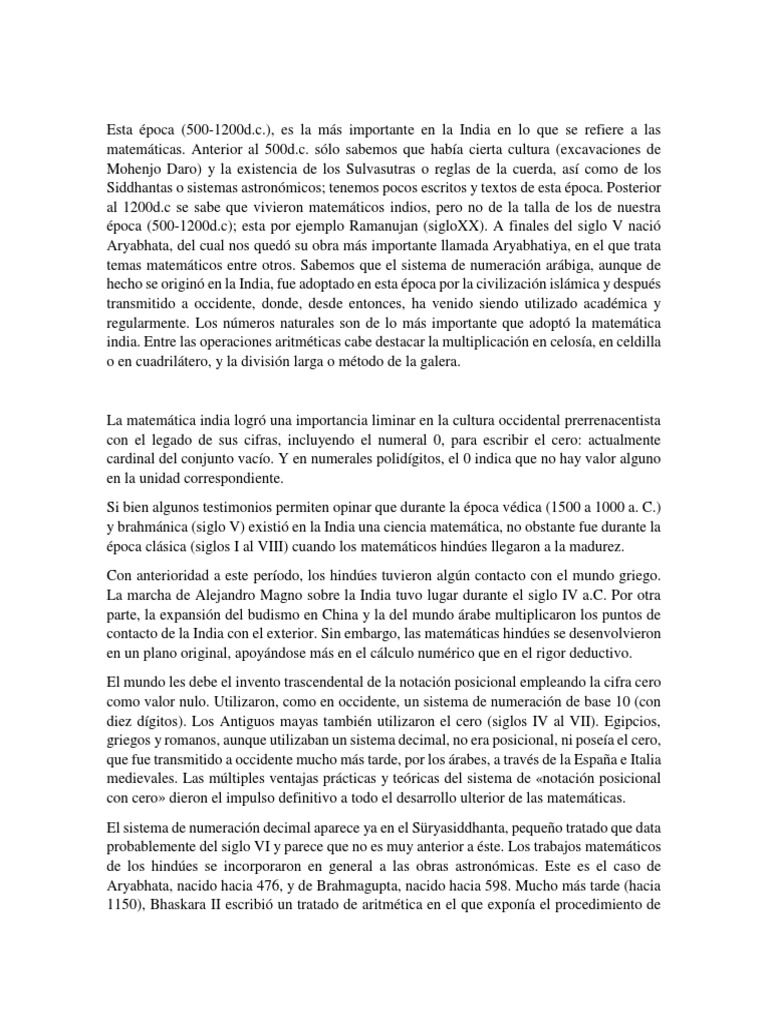 Matematicas Hindú | PDF | Aritmética | Álgebra