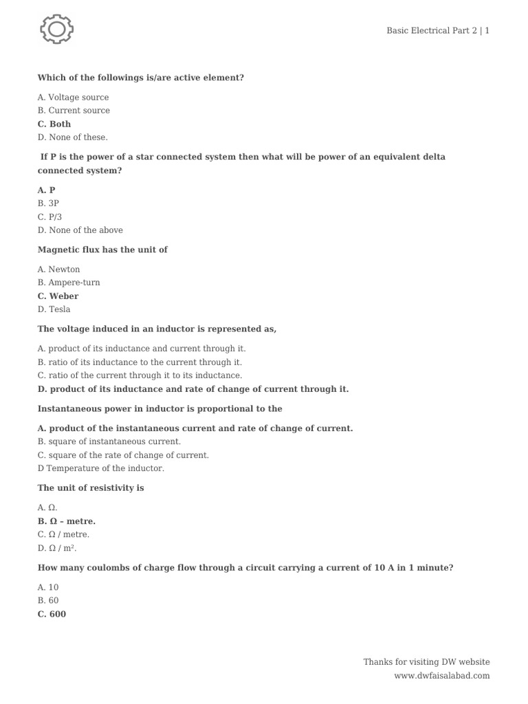 Basic Electrical Part 2 | PDF | Electrical Resistance And Conductance | Inductance