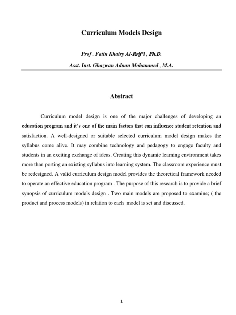 Curriculum Design Models | PDF | Curriculum | Conceptual Model
