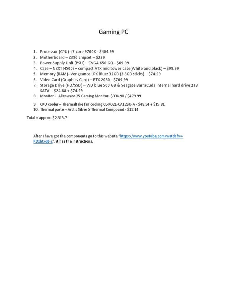 Gaming PC | PDF | Games & Activities | Technology & Engineering