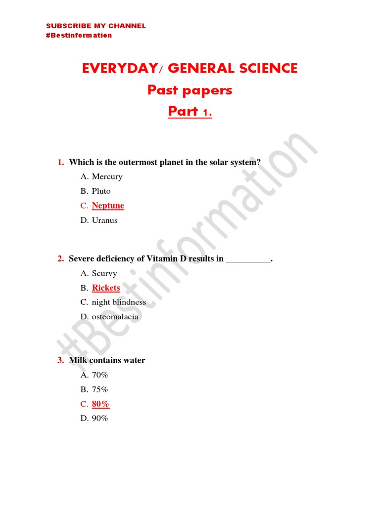 Everyday Science Part 1. | PDF | Carbon | Vitamin D