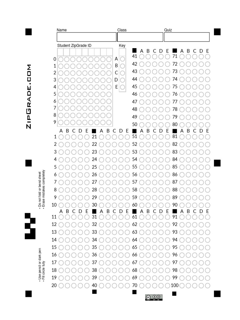 ZipGrade Quiz Instructions and Key | PDF | Writing Implements | Stationery