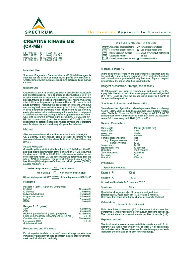 Kit Insert Creatine Kinase - MB (CK-MB) | PDF | Chemistry | Nature