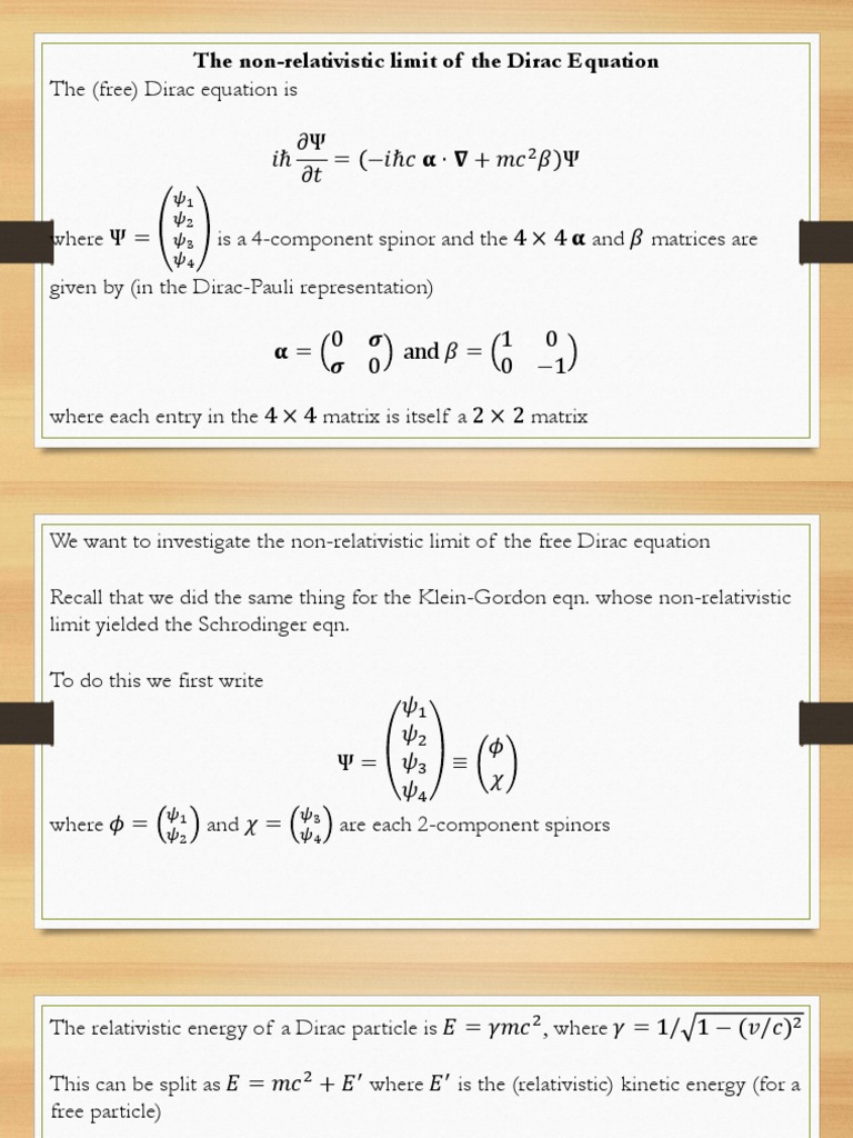 Dirac Equation | PDF | Spin (Physics) | Schrödinger Equation