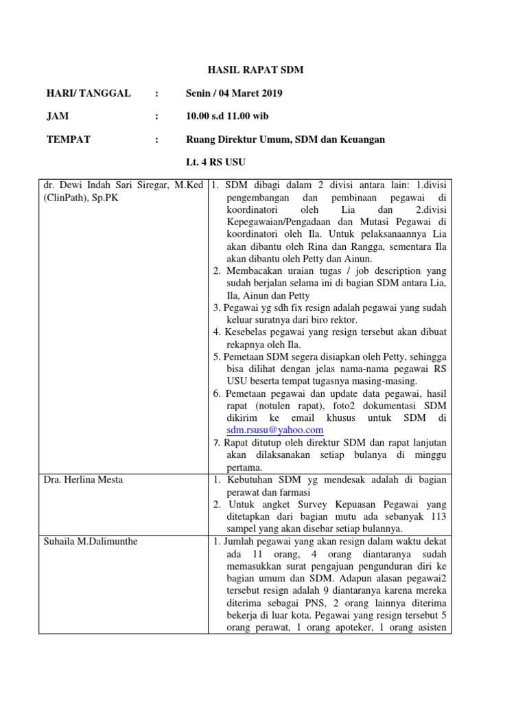 Contoh Notulensi Rapat | PDF