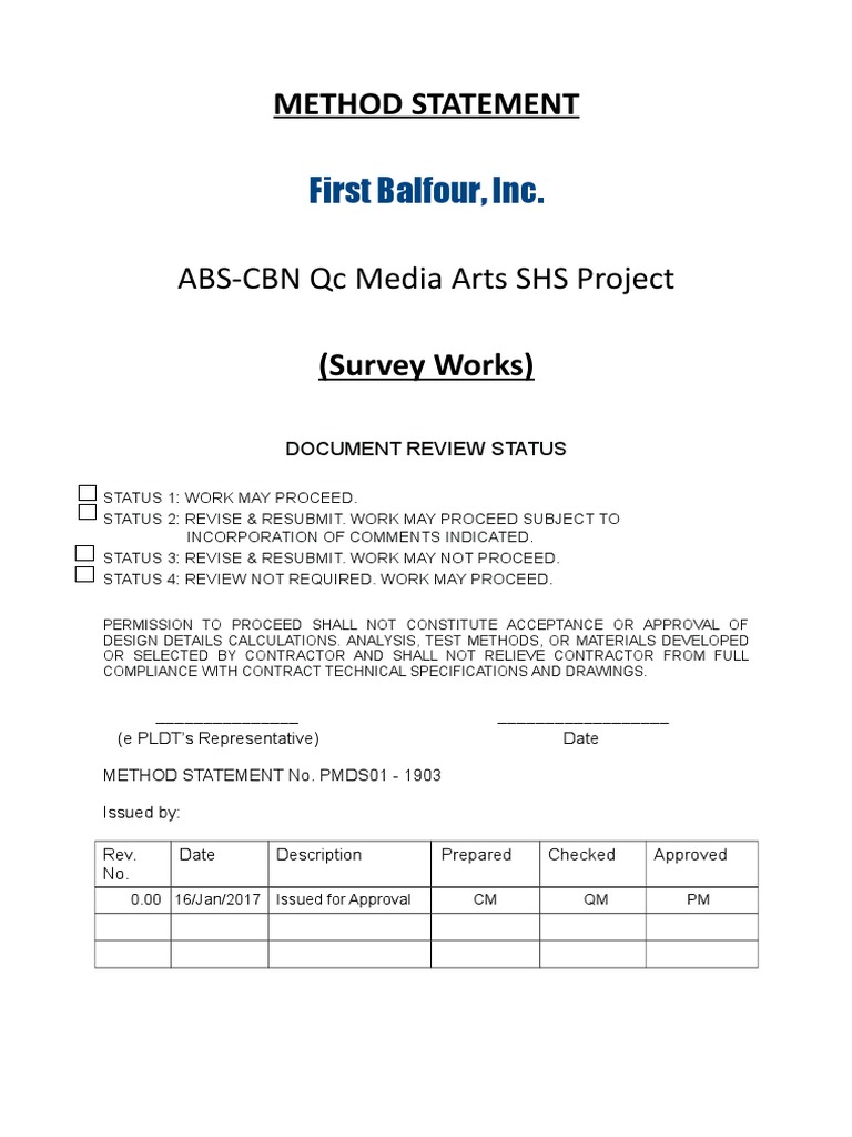 Method Statement for Survey Works at the ABS-CBN Qc Media Arts SHS ...