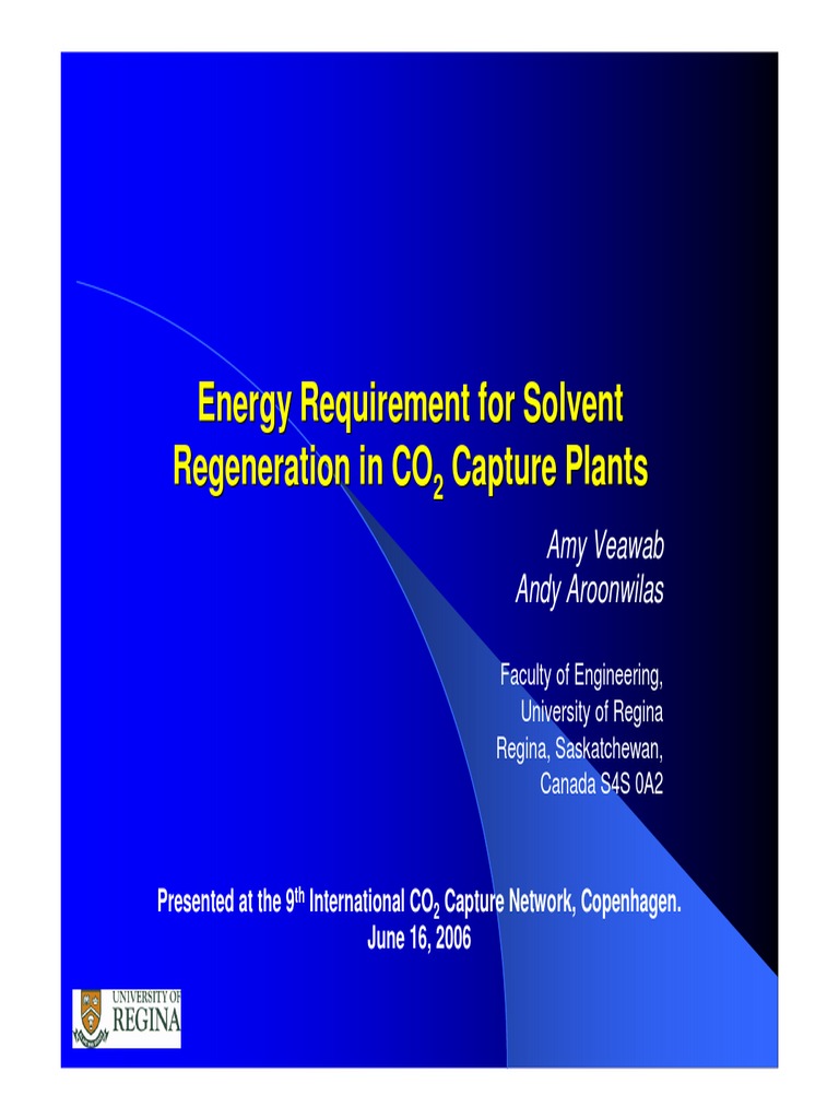 Energy Requirement For Solvent Regeneration in CO Capture Plants | PDF ...