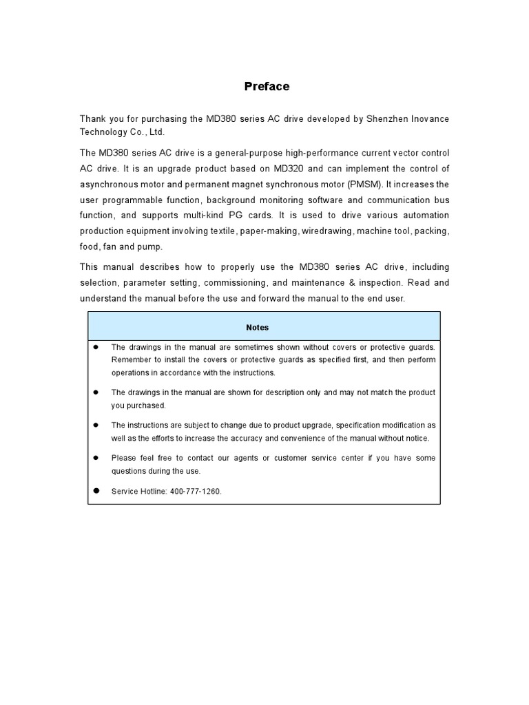 Series High-Performance Vector AC Drive MD380 | PDF | Electric Motor ...
