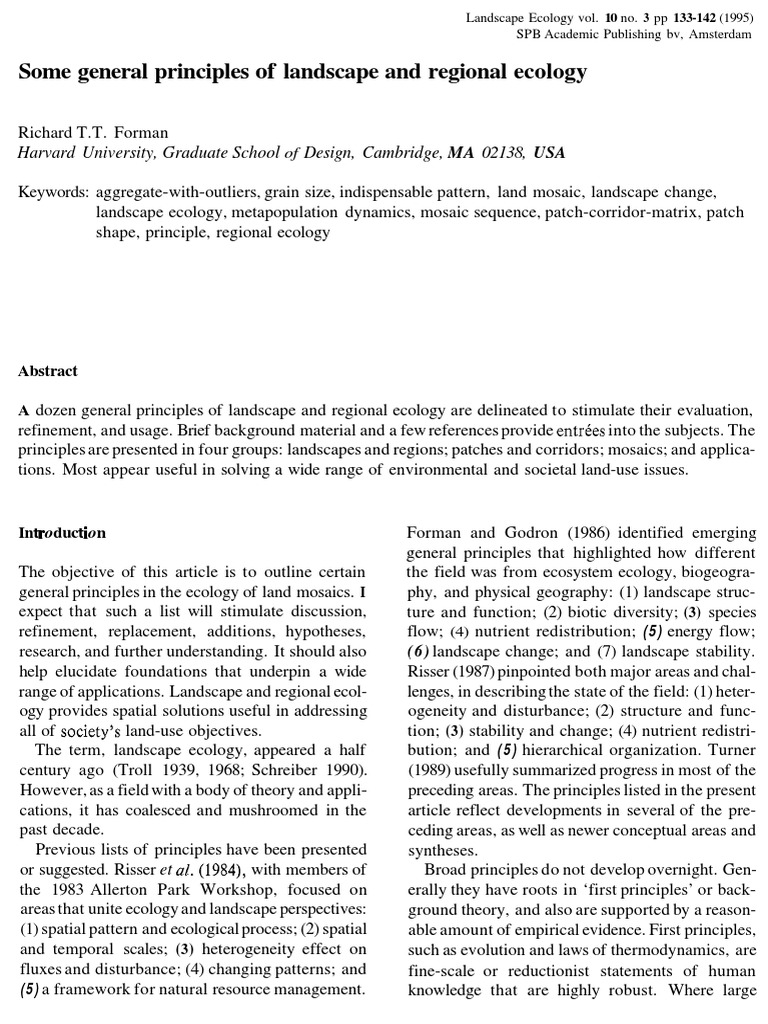 Principles of Landscape Ecology | PDF | Ecology | Landscape
