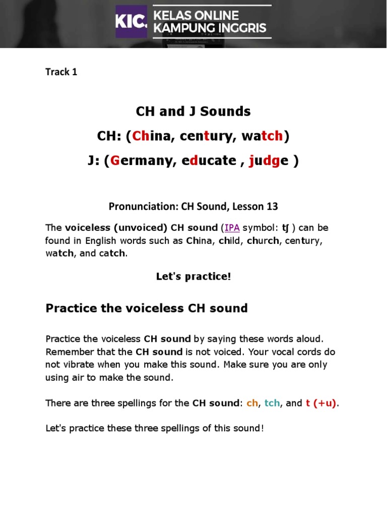 CH and J Sounds: Pronunciation Guide | PDF | Phonology | Linguistics