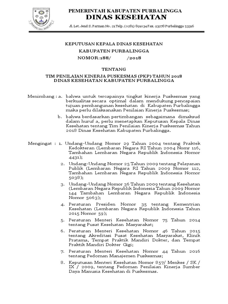 SK Tim PKP 2018 | PDF | Pengembangan Diri | Kesehatan Holistik