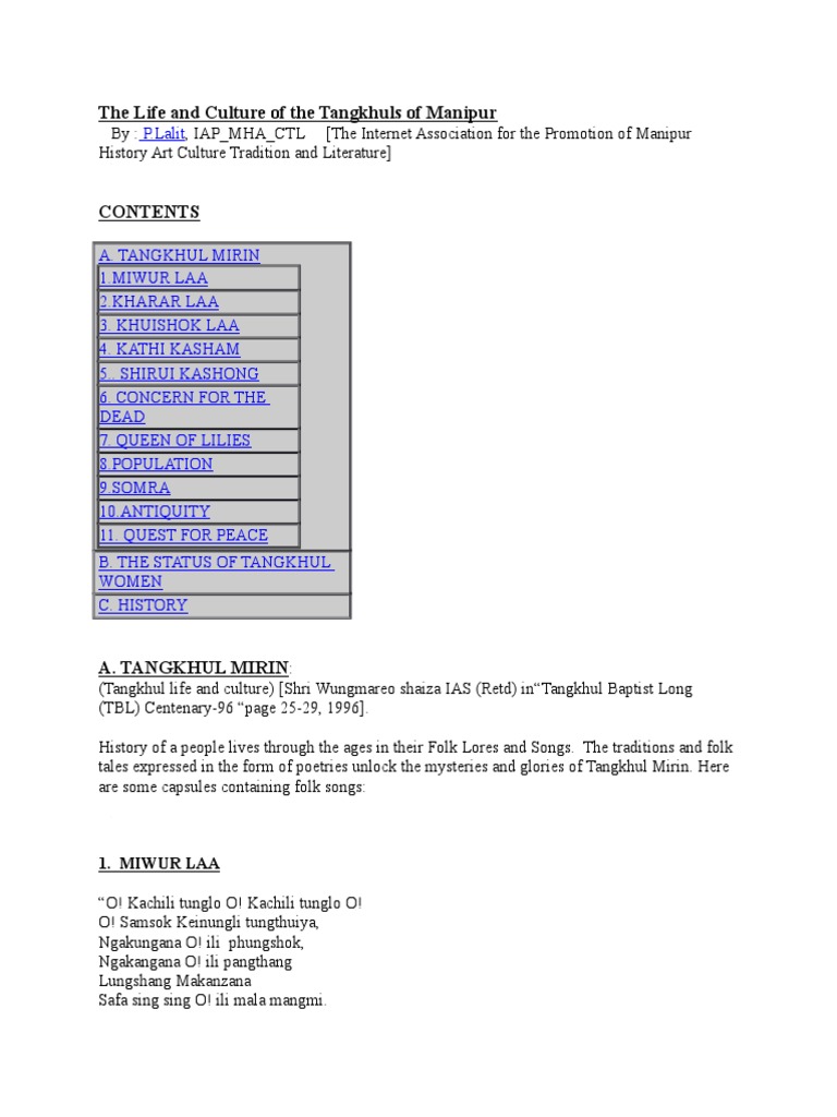 Exploring Tangkhul History, Culture, and Traditions Through Folk Songs ...