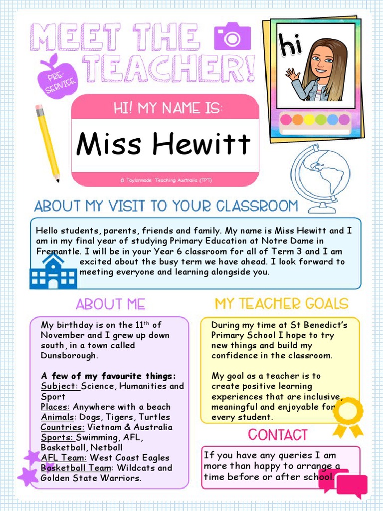 Meet The Teacher Template | PDF