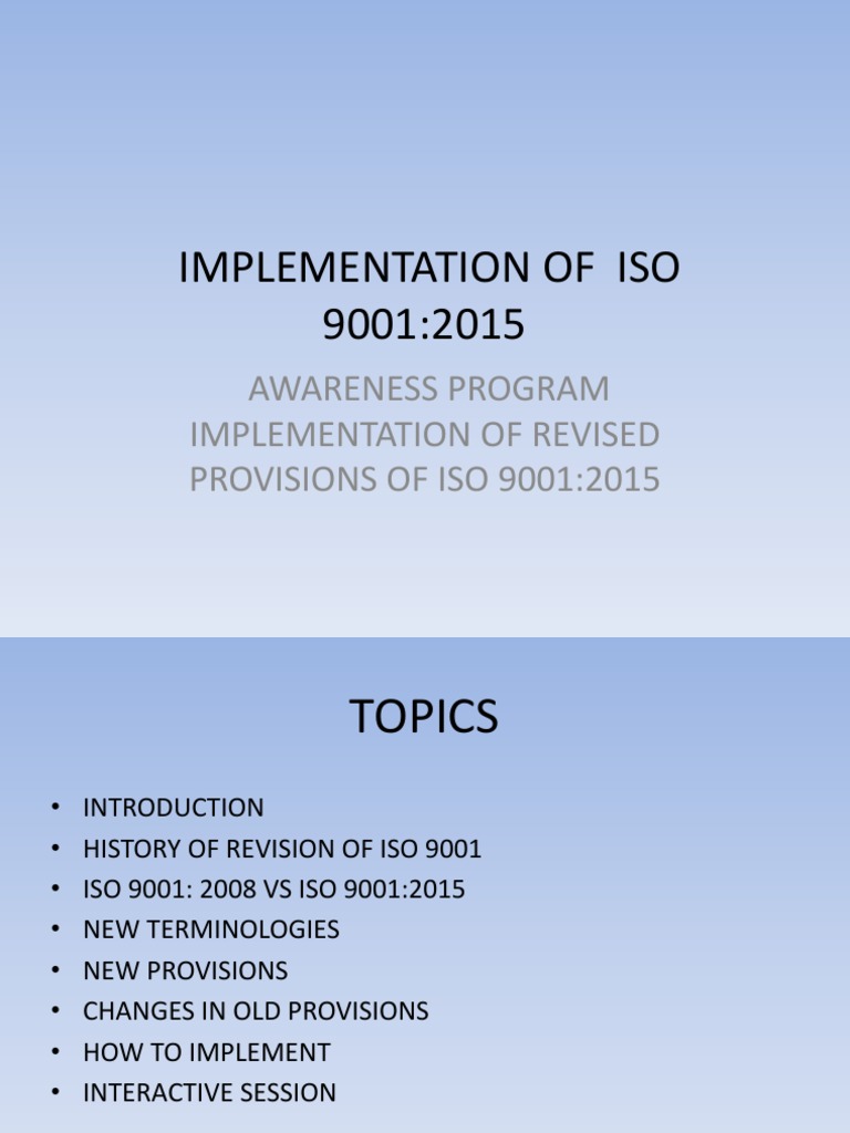 Awareness On ISO 9001-2015 | PDF | Iso 9000 | International ...