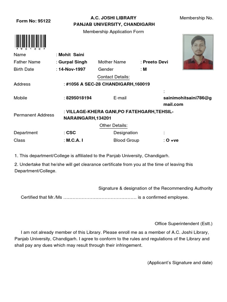 Library Form PDF | PDF