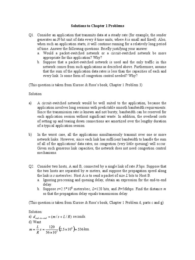 Solutions To Chapter 1 Problems | PDF | Voice Over Ip | Network Congestion