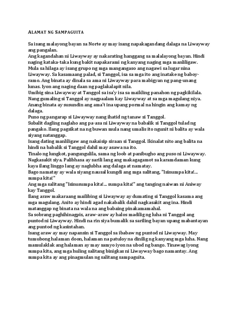 Alamat NG Sampaguita | PDF