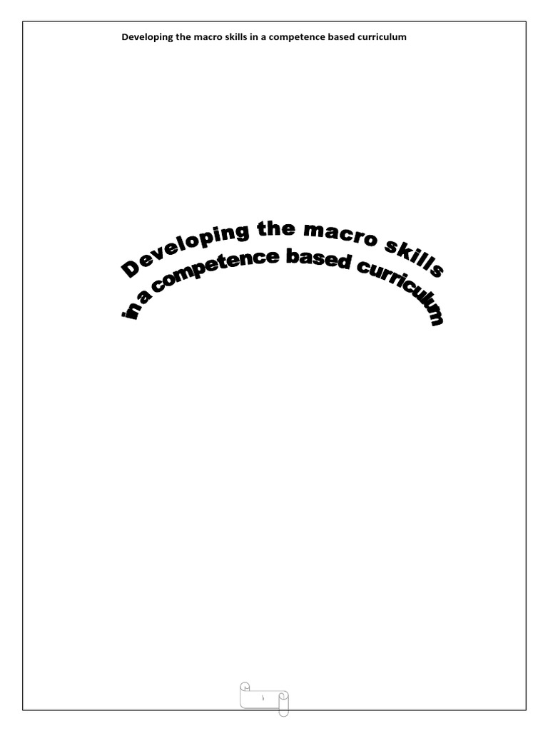 Developing Macro Skills in Acompetence Based Curriculum Handout PDF ...