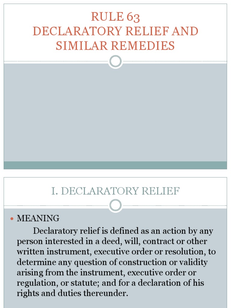Rule 63 Declaratory Relief and Similar Remedies | Download Free PDF ...