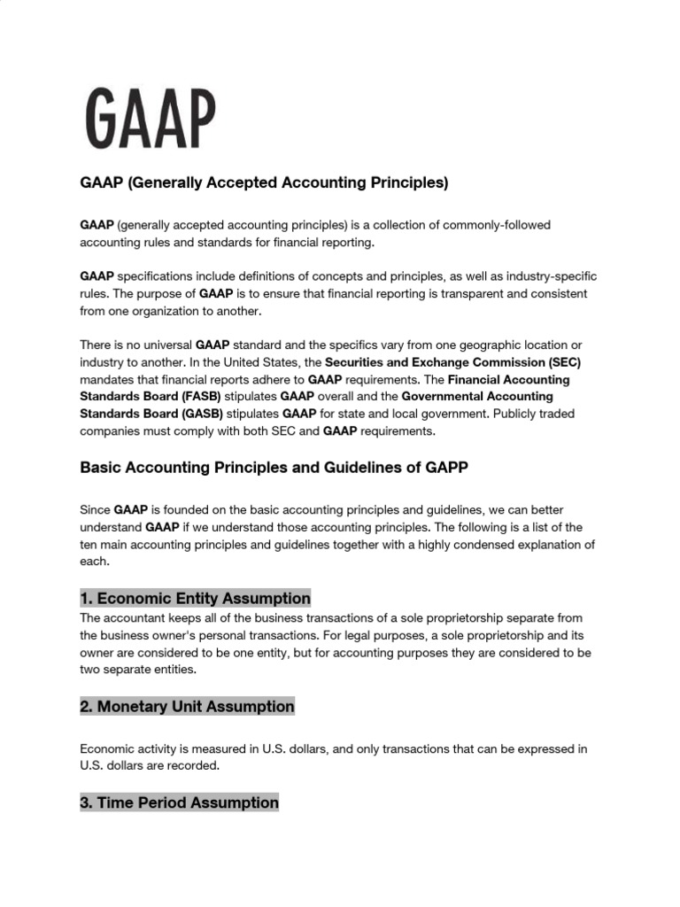 Understanding GAAP Principles and Compliance | PDF | Generally Accepted ...