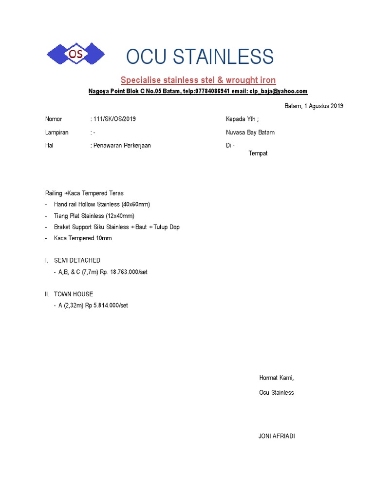 Ocu Stainless: Specialise Stainless Stel & Wrought Iron | PDF