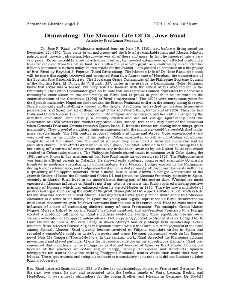 Dimasalang: The Masonic Life of Dr. Jose Razal | PDF | Freemasonry | Cuba