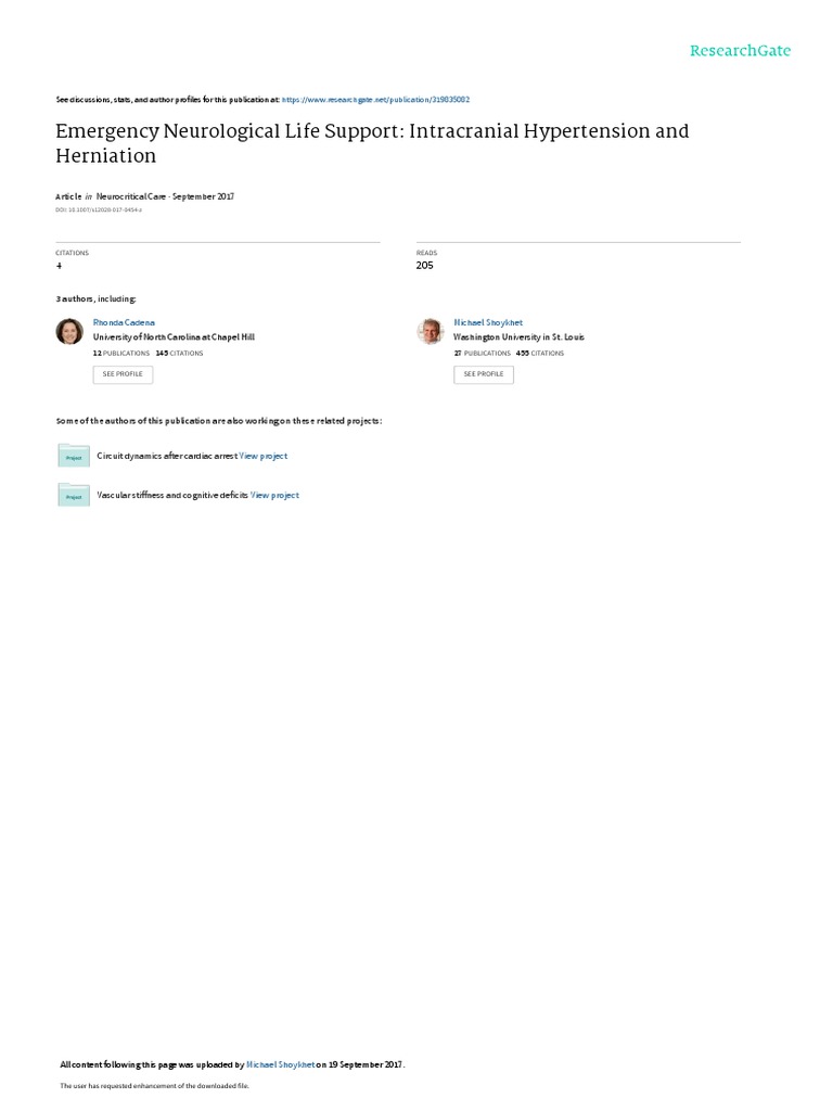 Emergency Neurological Life Support: Intracranial Hypertension and ...