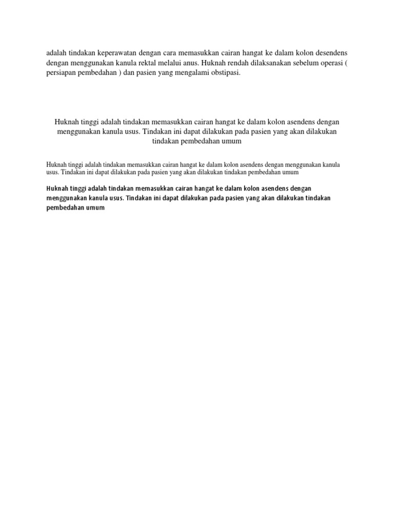 Adalah Tindakan Keperawatan Dengan Cara Memasukkan Cairan Hangat Ke ...