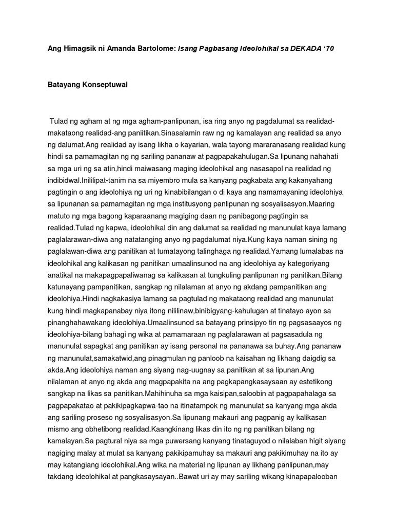 Ang Himagsik Ni Amanda Bartolome | PDF