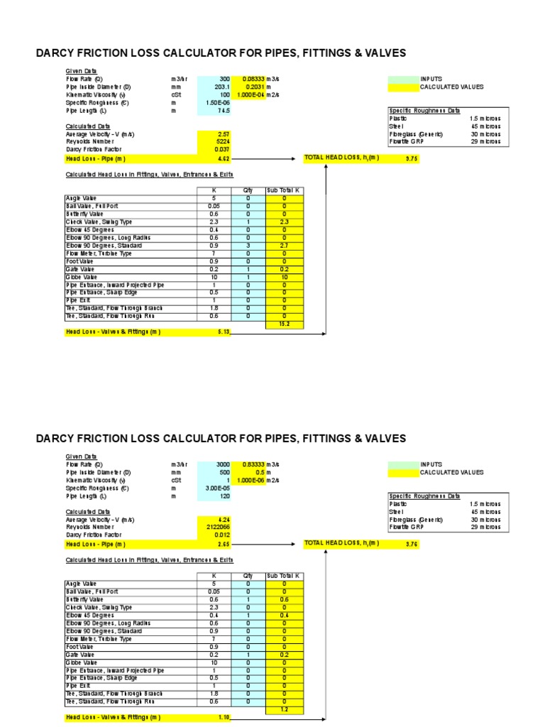Darcy Friction Factor Calculator | PDF | Valve | Fluid Dynamics