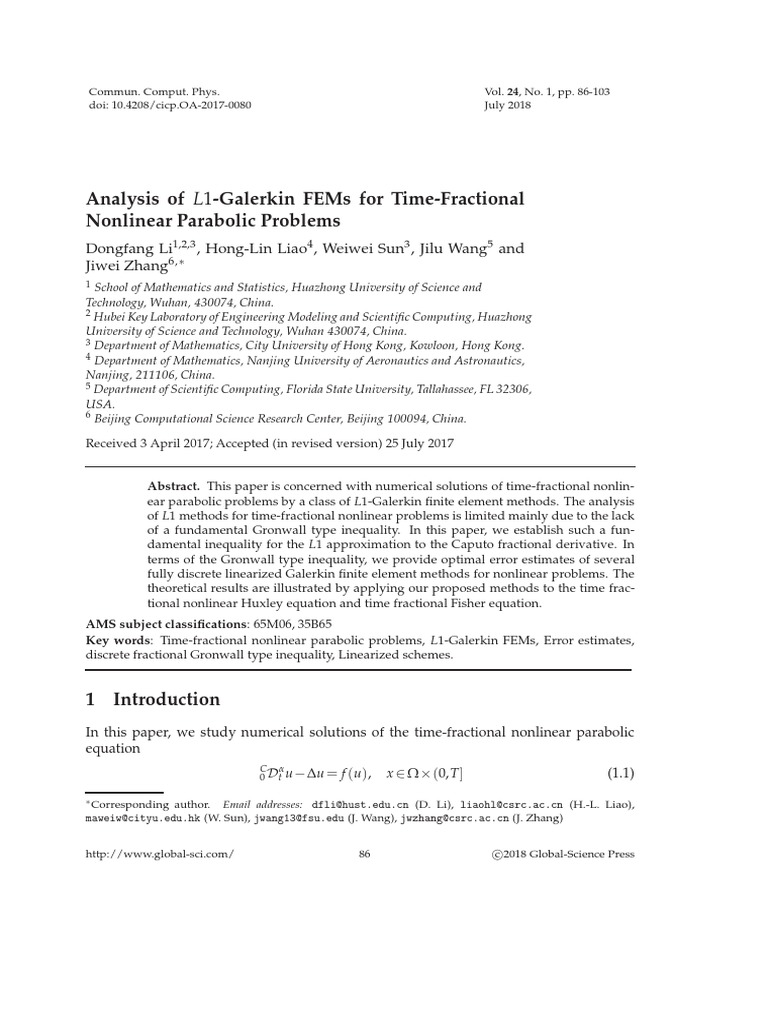 L1-Galerkin FEMs for Time-Fractional PDEs | PDF | Finite Element Method | Numerical Analysis